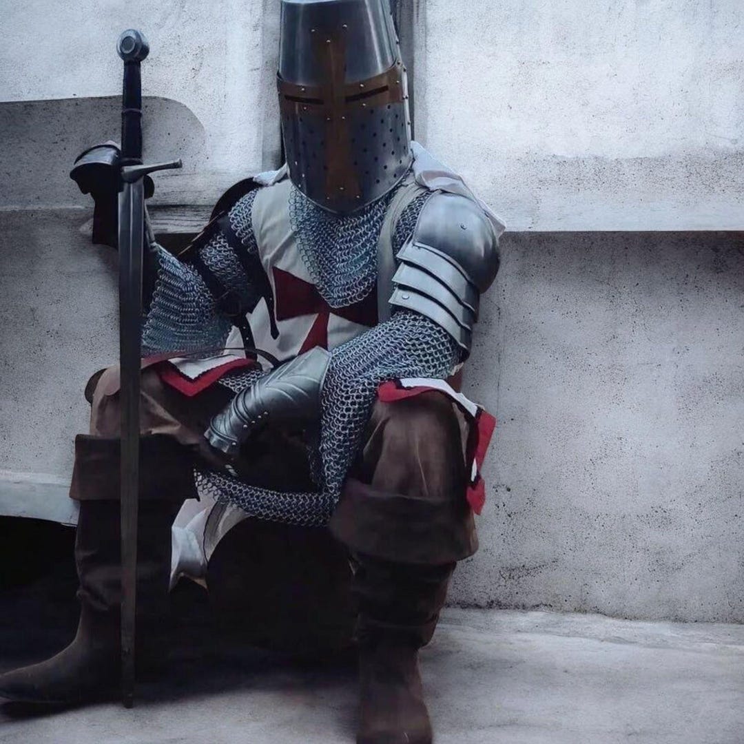Medieval Knight Templar Full Body Armor Suit | Crusader Steel Costume ...