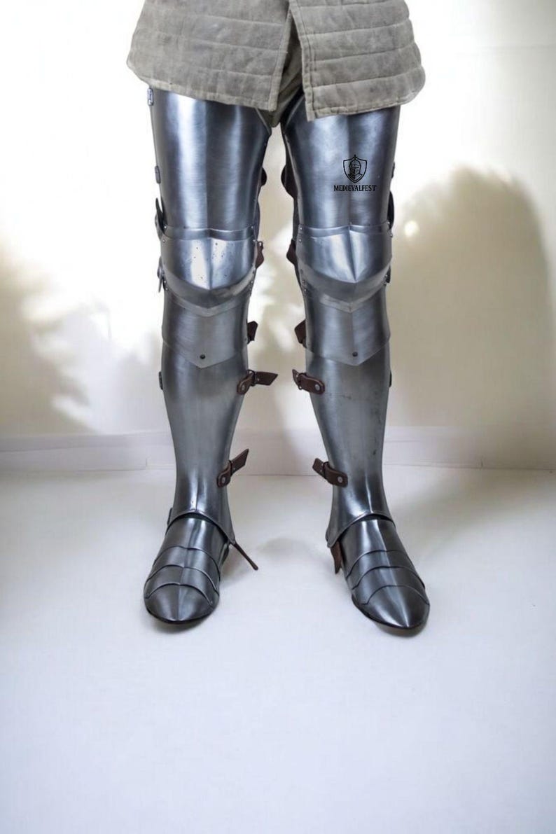 Medieval Steel Leg Armor Set | Full Plate Greaves, Cuisses and Sabatons ...