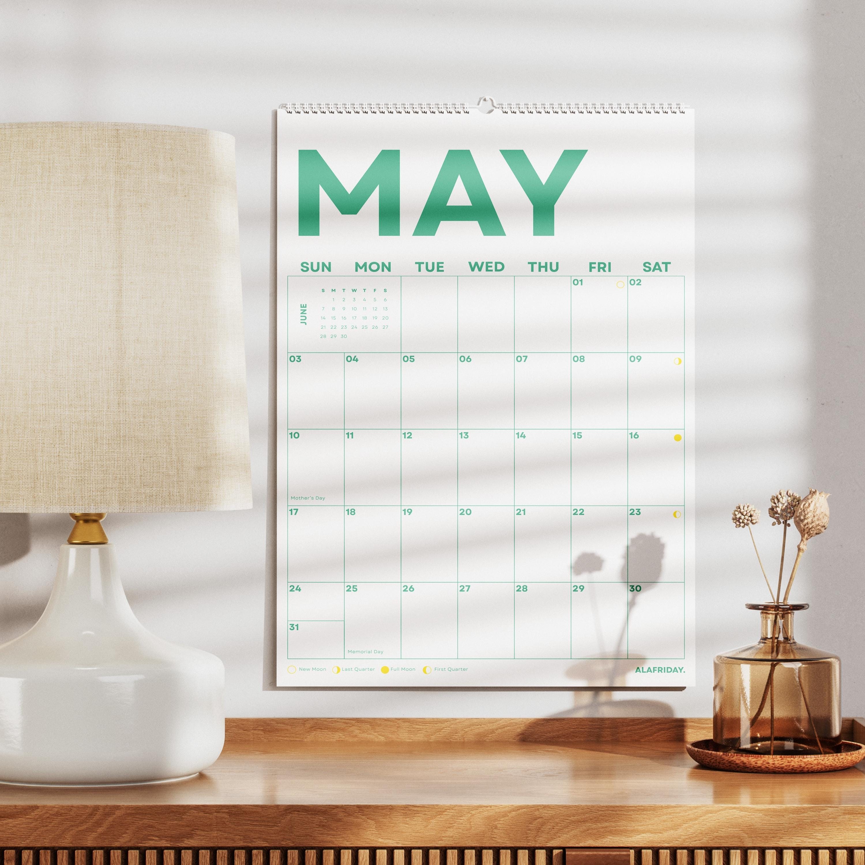2026 Bright Color Wall Calendar: Large Monthly Planner, Recycled Paper ...