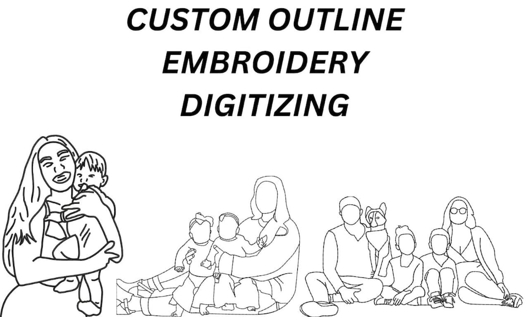 Custom Outline Embroidery Digitizing, Couple Outline Embroidery, Custom ...