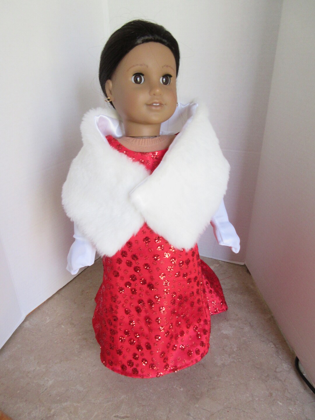 Red Glitter Regency Dress With Fur Stole - Etsy