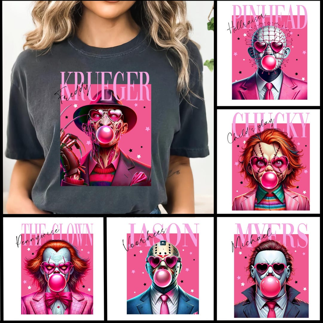 Pink Horror Movie Killers Png Bundle, Halloween Horror Friends Png ...