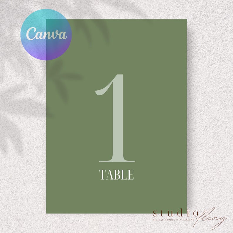 Sage Green Wedding Table Numbers | Printable A5 Cards (digital Download ...