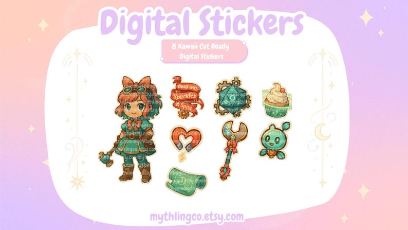 Kawaii Magical Girl Artificier Digital Sticker Sheet – Mythling & Co ...