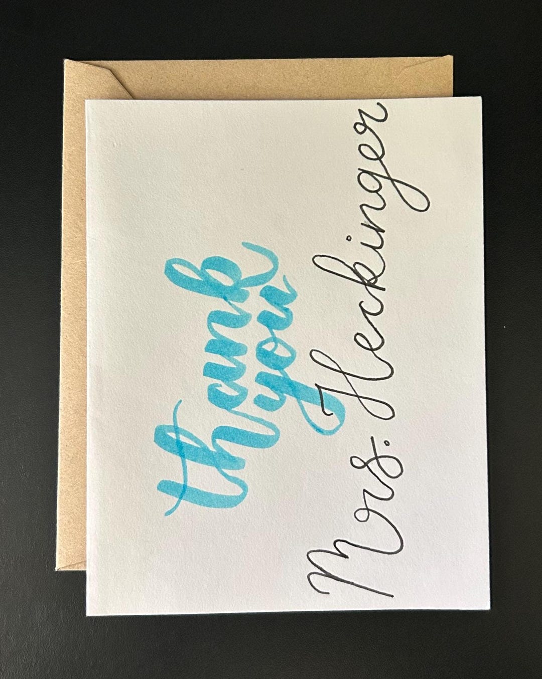 Handwritten Custom Calligraphy Thank You Card, Cursive Thank You Note ...