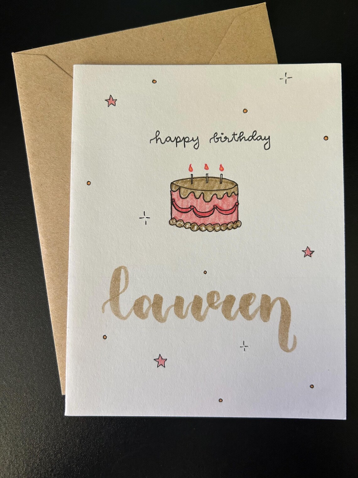 Handwritten Custom Cake Birthday Card | Personalized Hand-drawn ...