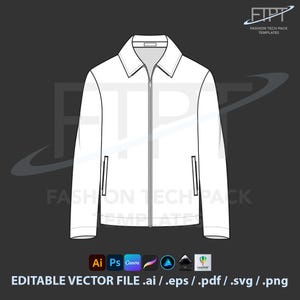 Utility Jacket Tech Pack Template: Vector CAD Technical Drawing (ai ...