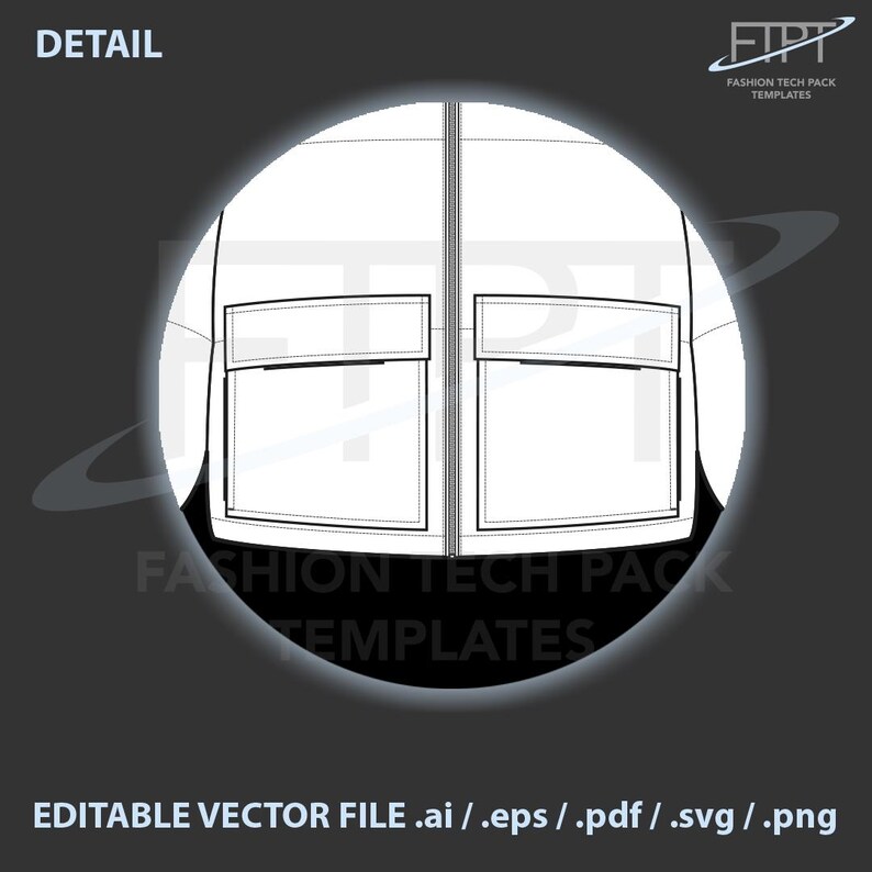 Women’s Boxy Puffer Jacket Mockup Technical Drawing Vector CAD Tech ...