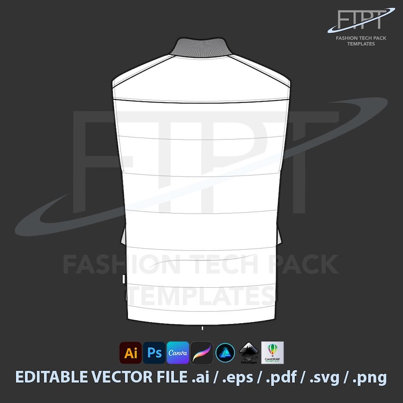 Puffer Vest CAD Template: Quilted Gilet Tech Pack (vector File) - Etsy