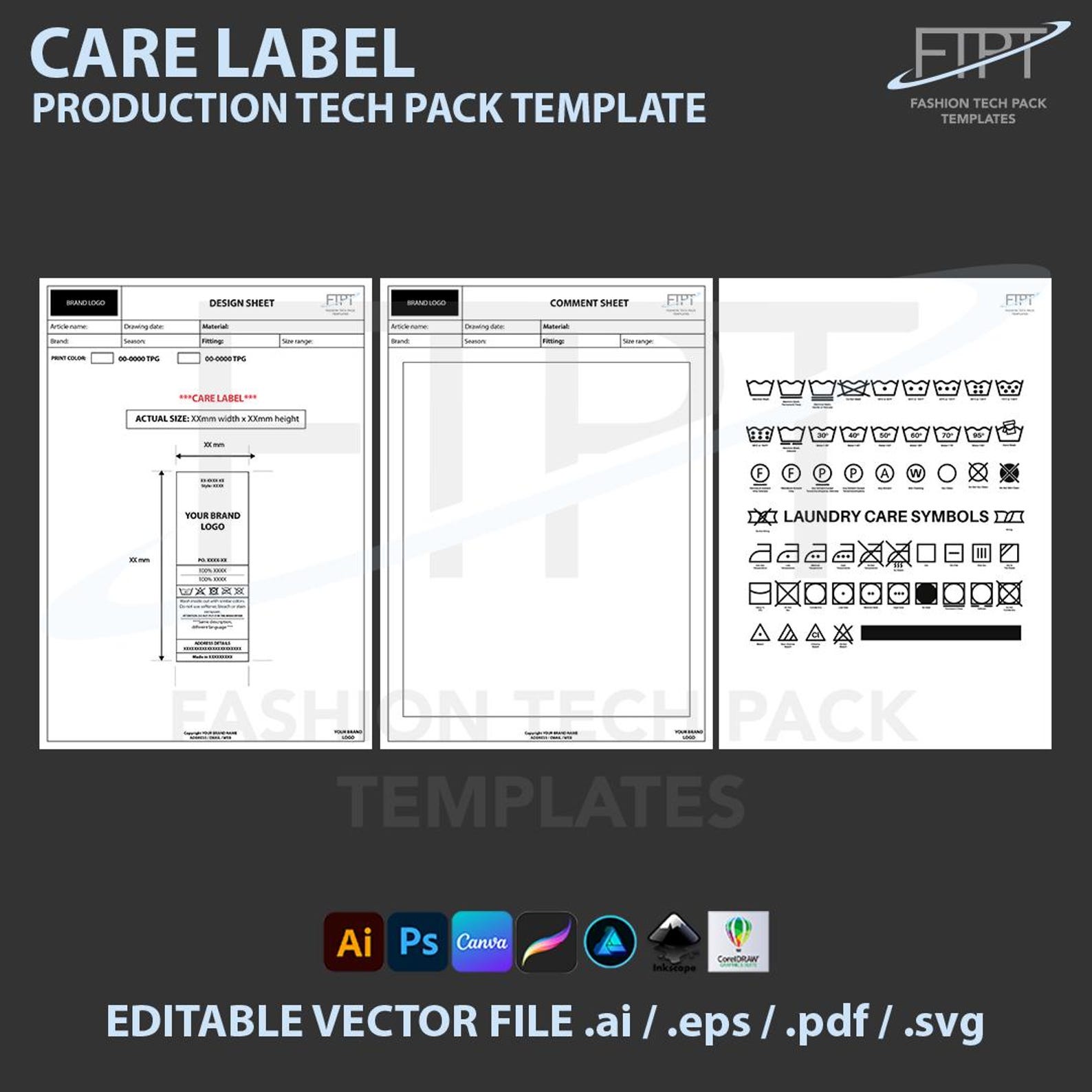 Fashion CAD Bundle Tech Pack Templates Editable Vector Mockup Pack Flat ...
