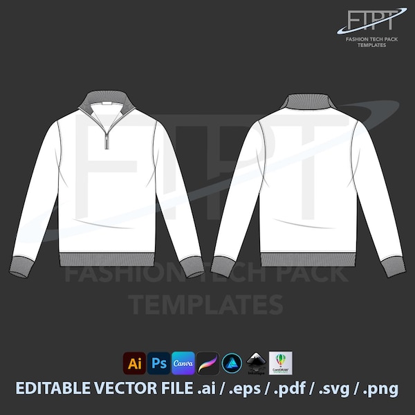 Quarter Zip Template - Etsy