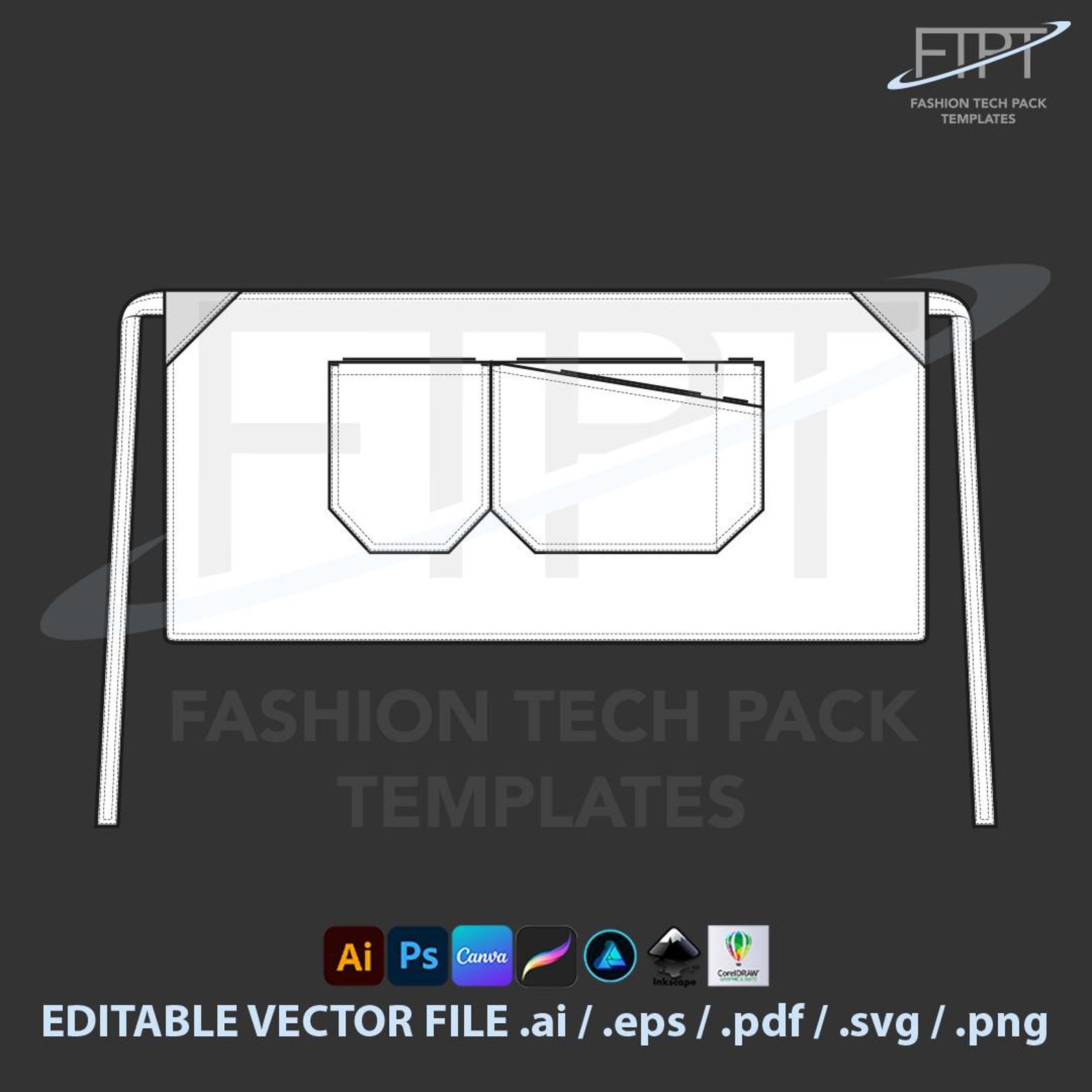 Half Apron Mockup: Vector Tech Pack CAD Template (digital File) - Etsy
