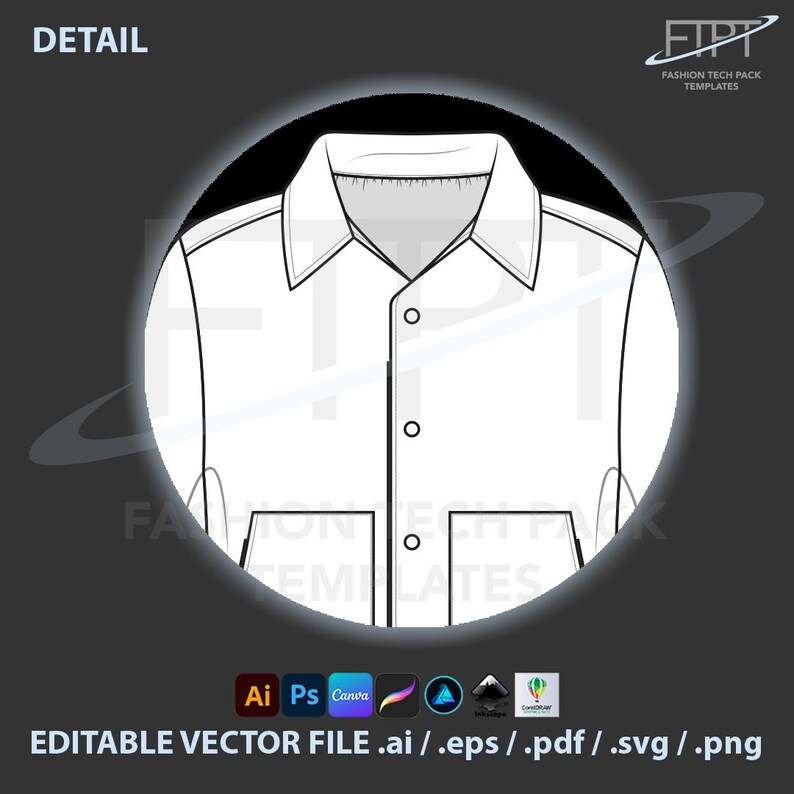Puffer Jacket Mockup Technical Drawing Vector CAD Tech Pack Template ...