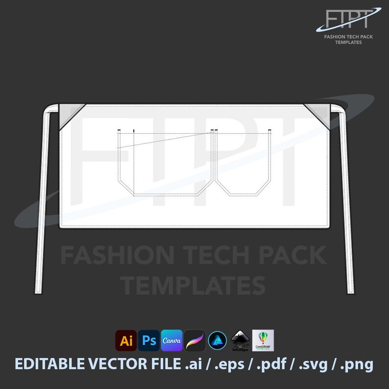 Half Apron Mockup: Vector Tech Pack CAD Template (digital File) - Etsy