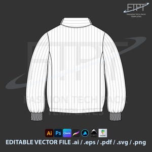 Bomber Jacket Mockup Tech Pack Vector CAD Flat Sketch Varsity Jacket ...