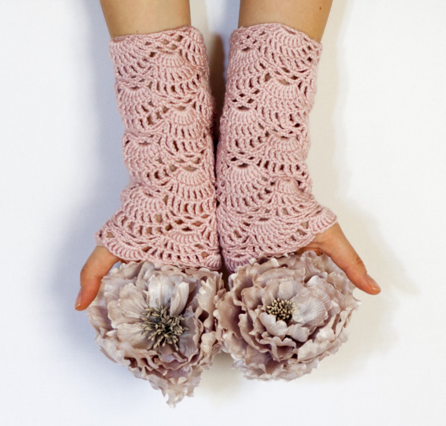 CROCHET PATTERN Instant Download - Dear Duchess Arm Warmers - Pink Lace ...