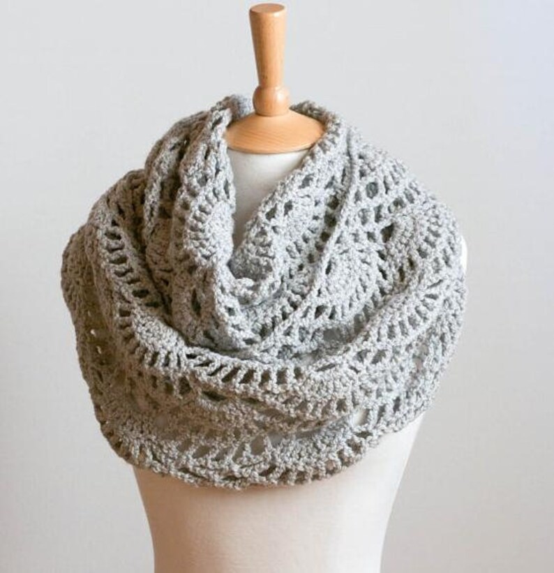 CROCHET PATTERN Instant Download - Lacy Grey Cowl - Gray Intricate Neck ...