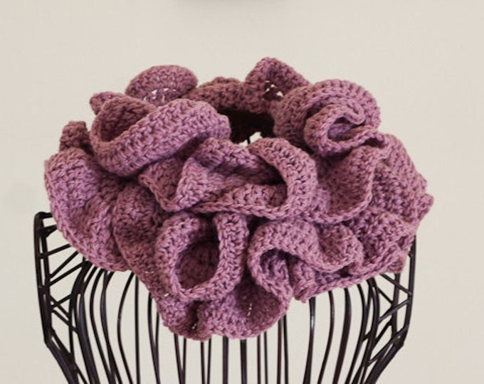 CROCHET PATTERN Instant Download - Rose Ruffle Scarf - Lilac Pink Curly ...