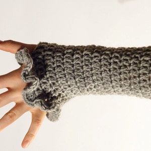 CROCHET PATTERN Instant Download - Tiffany Teaser Gloves - Grey ...