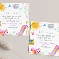 Kids Calling Card Template, Printable Play Date Card for Girl or Boy ...
