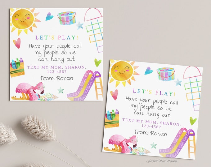 Playground Playdate Cards, Summer Play Date Card, Printable End of ...