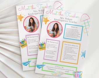 Rainbow Meet the Teacher Flyer, All About My Teacher Template, Editable ...