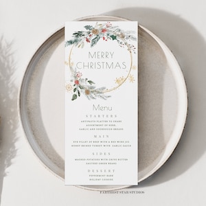 Christmas Dinner Menu, Holiday Bakery Menu, Minimalist Winter Menu ...