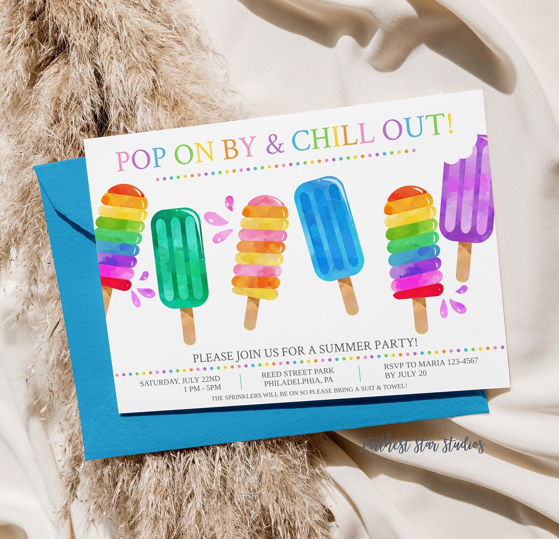 Popsicle Summer Invitation, Summer Party Digital Download, Neighborhood ...