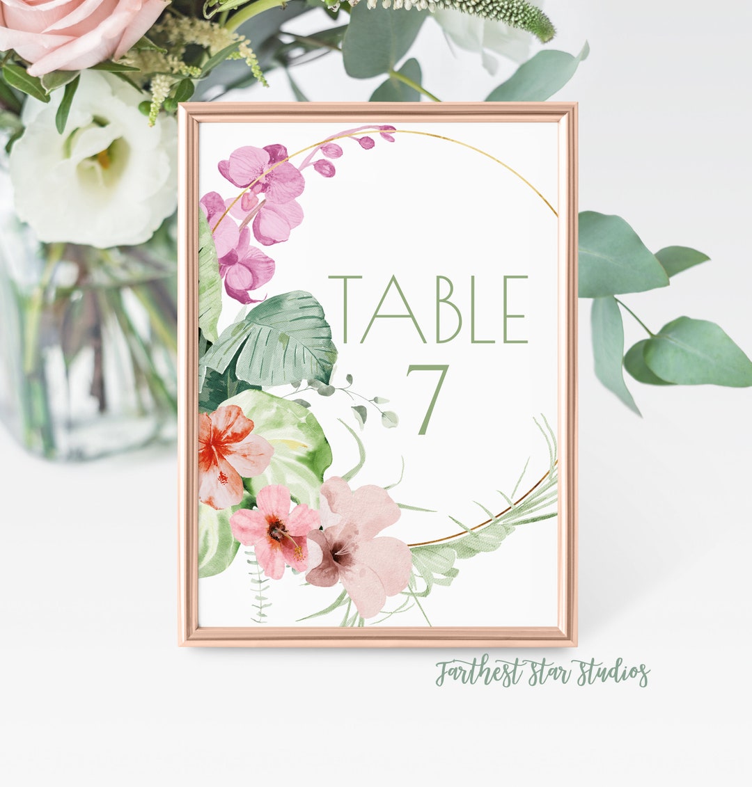 Tropical Luau Table Numbers - Tropical Wedding Sign - Tropical Shower ...