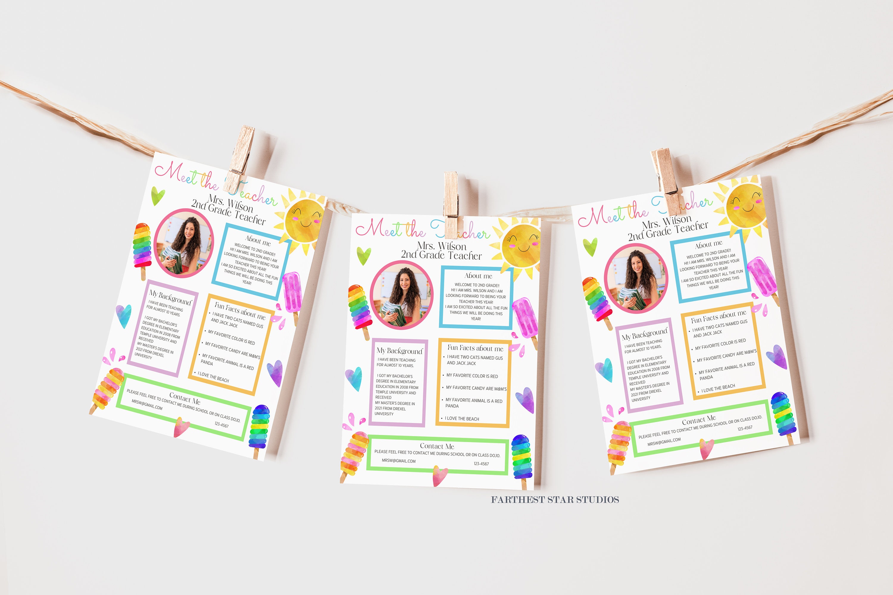 Popsicle Meet the Teacher Flyer, All About My Teacher Template ...