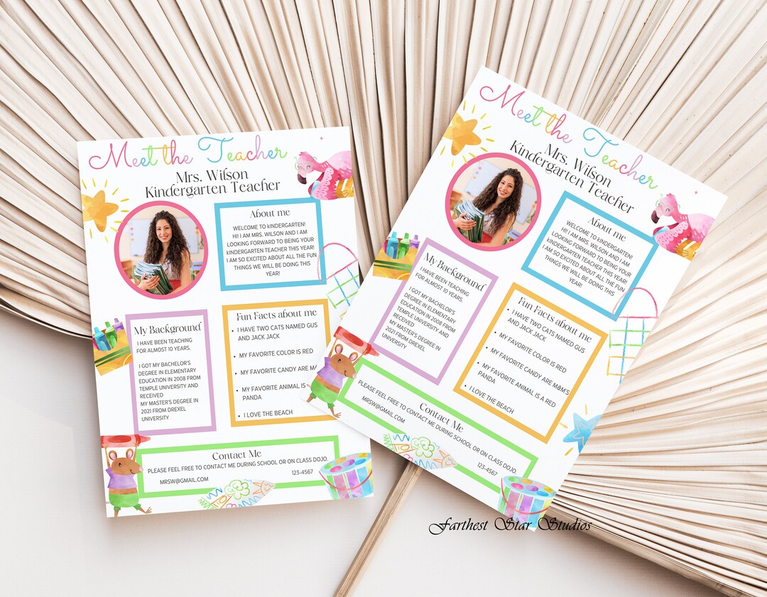 Rainbow Meet the Teacher Flyer, All About My Teacher Template, Editable ...