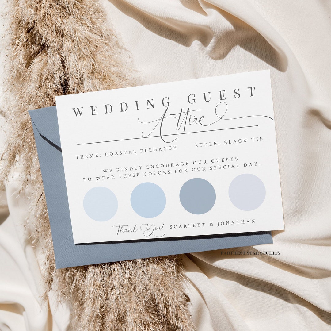 Wedding Attire Card, Minimalist Guest Attire Card, Wedding Info Card ...