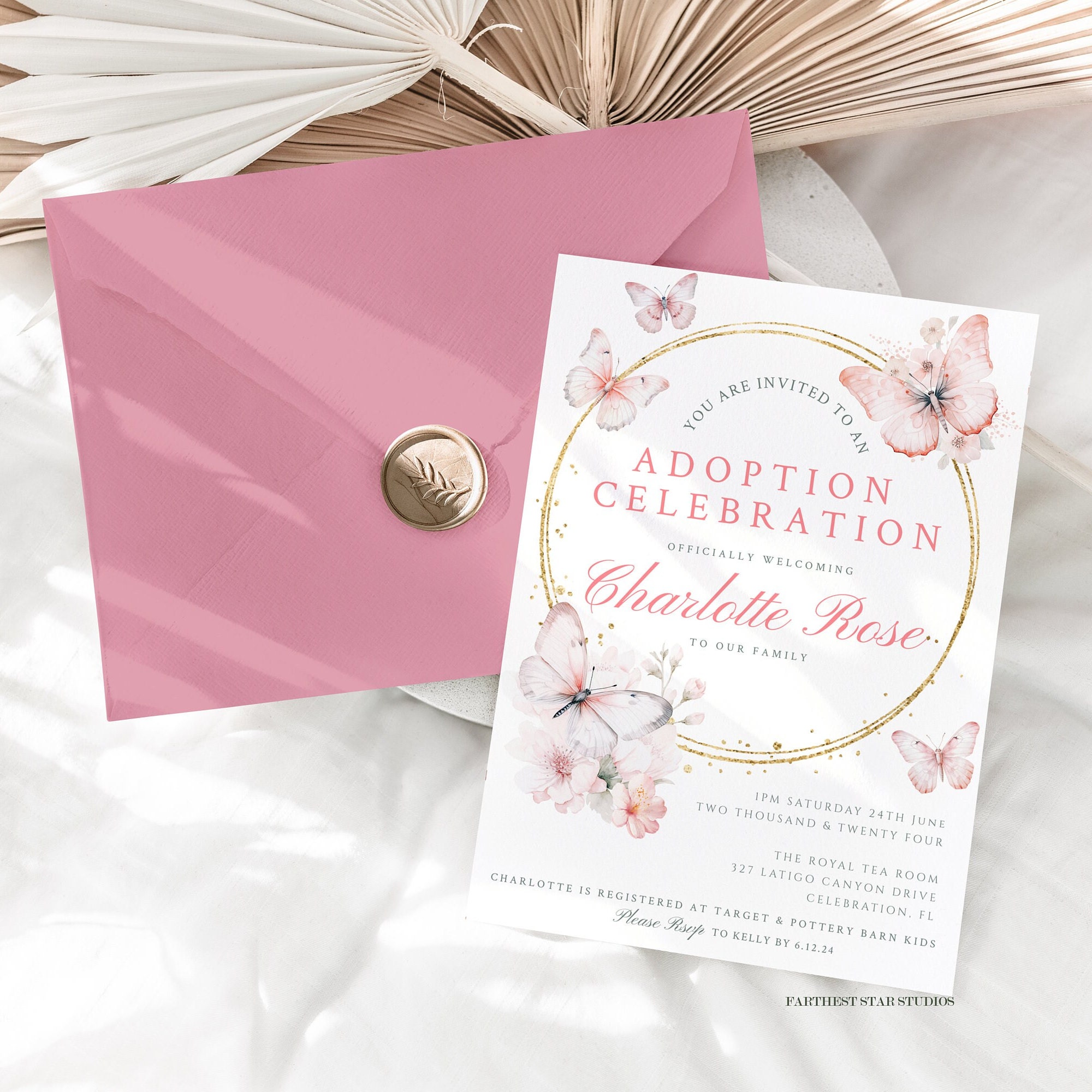 Butterfly Adoption Party Invitation, Butterfly Adoption Digital ...