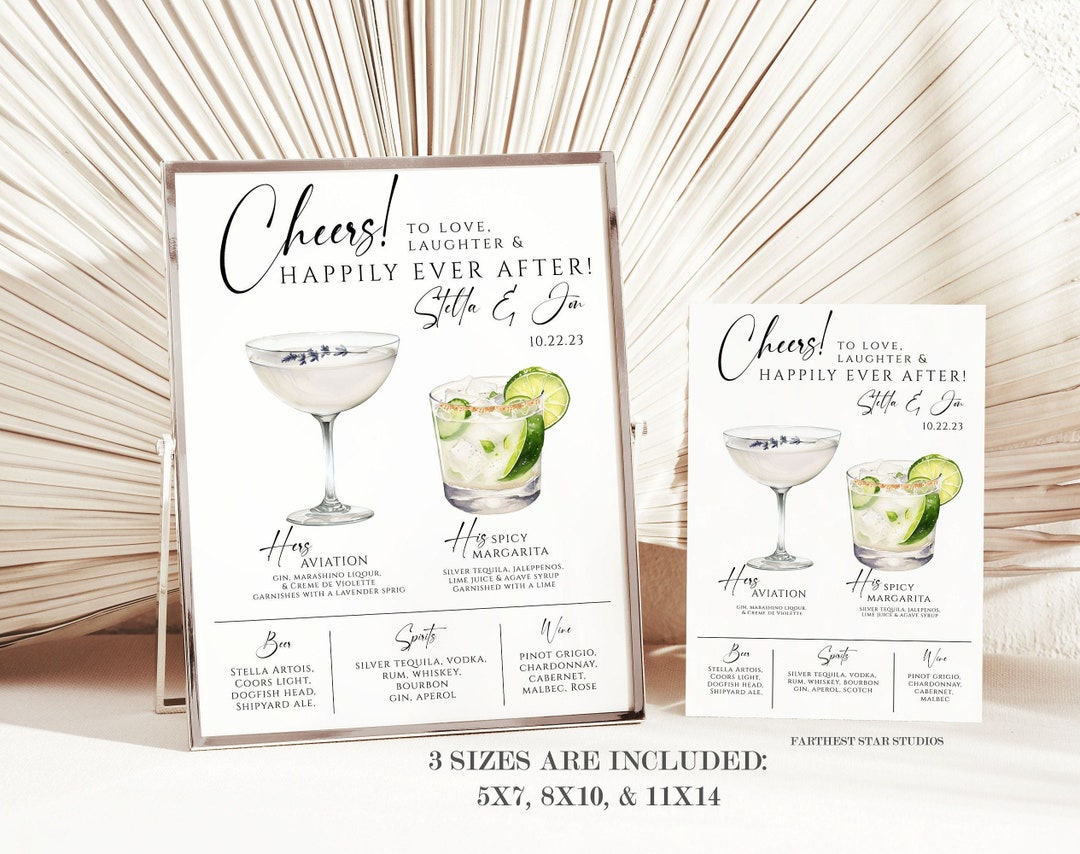 Cheers! Bar Menu, Modern Bar Menu Template, Signature Drink Menu ...