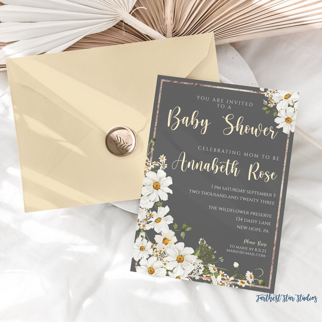 Daisy Baby Shower Invitation - Daisy Invitation - Wildflower Baby ...