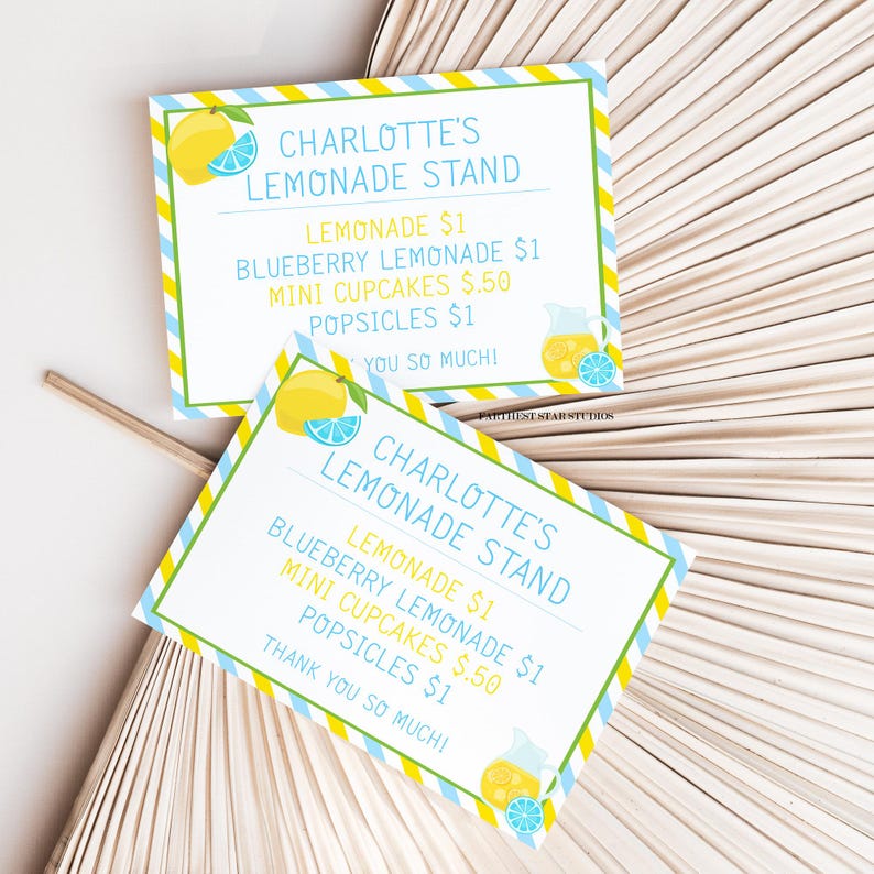Lemonade Stand Bundle, Lemonade Stand Sign, Lemonade Stand Menu, Kids ...