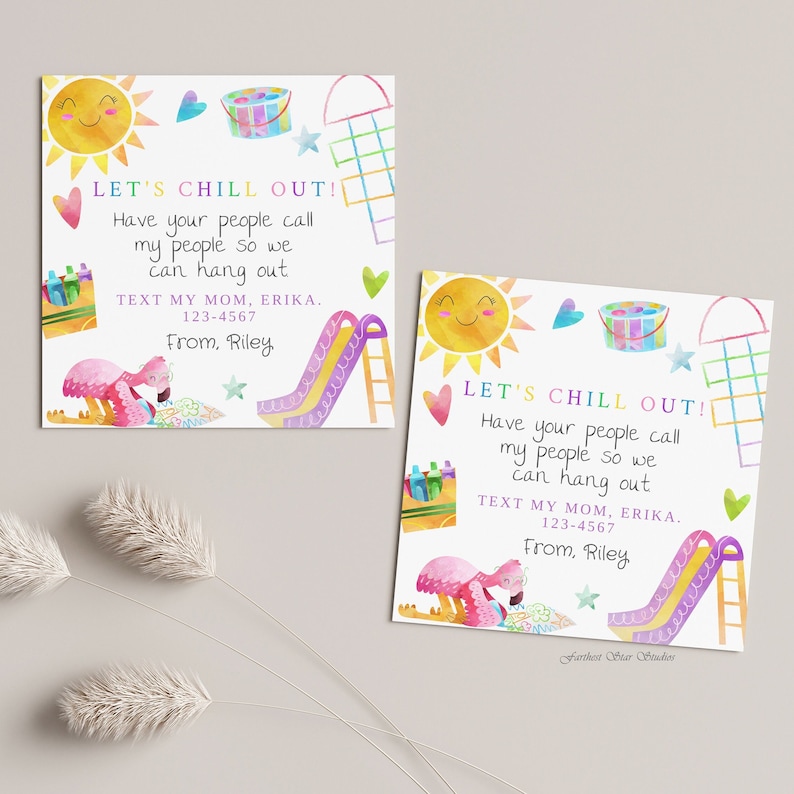 Playground Playdate Cards, Summer Play Date Card, Printable End of ...