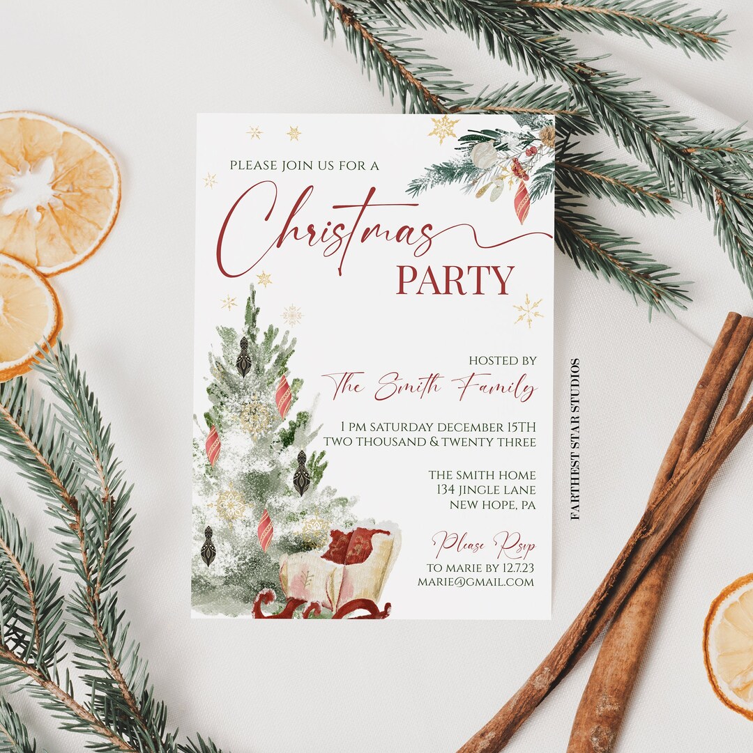 Christmas Party Invite, Christmas Potluck Invite, Christmas Evite, Work ...
