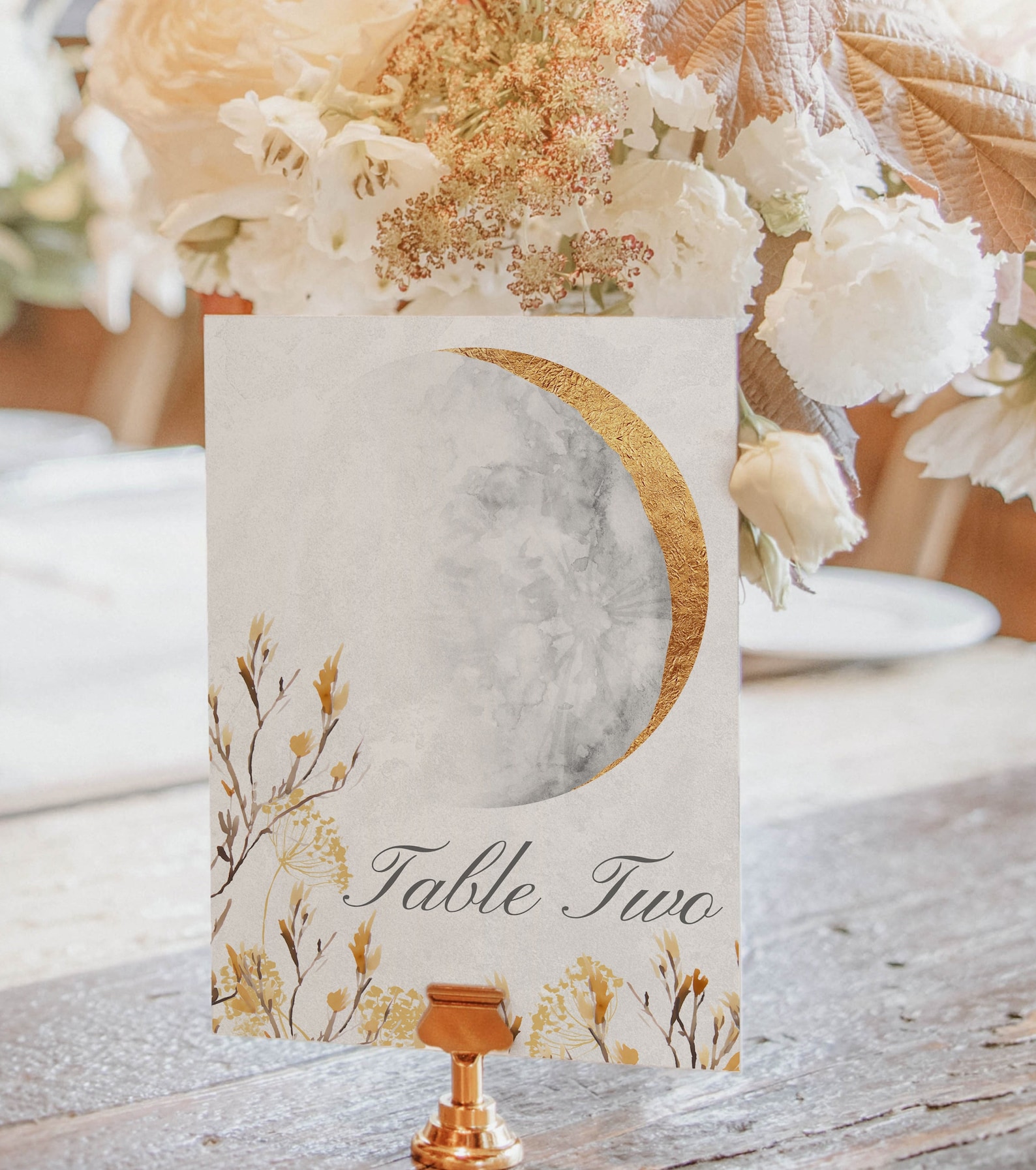 Celestial Golden Moon Table Numbers - Printable Celestial Wedding Decor ...