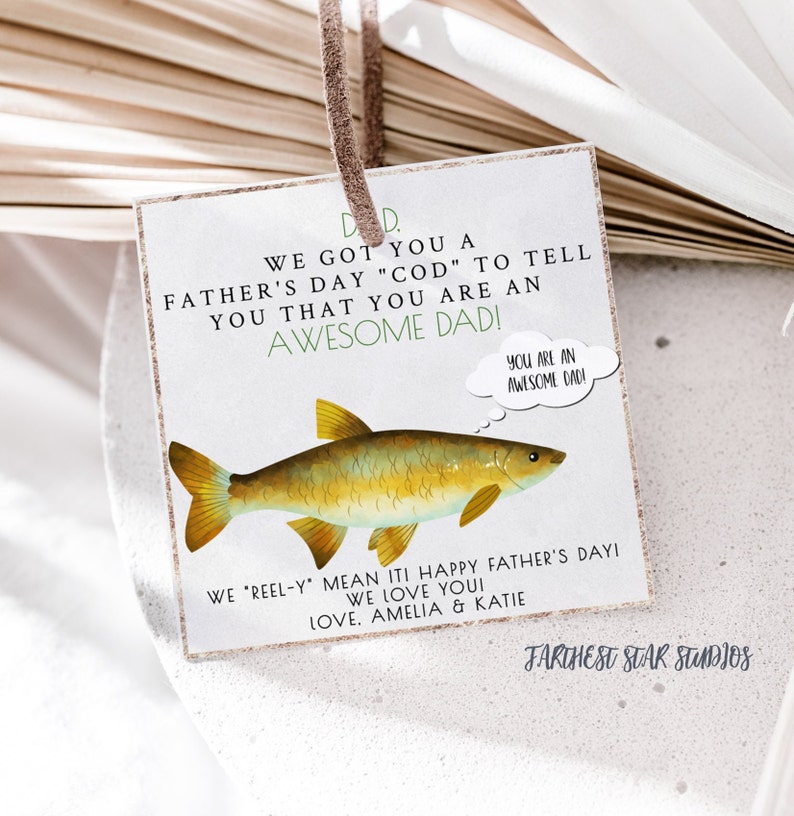 Fishing Father's Day Card - Fishing Father's Day Tag - Funny Card ...