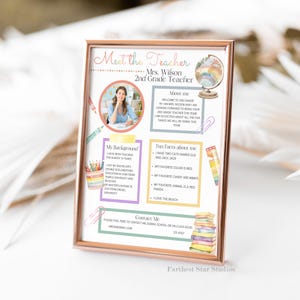 Boho Rainbow Meet the Teacher Flyer, All About My Teacher Template ...
