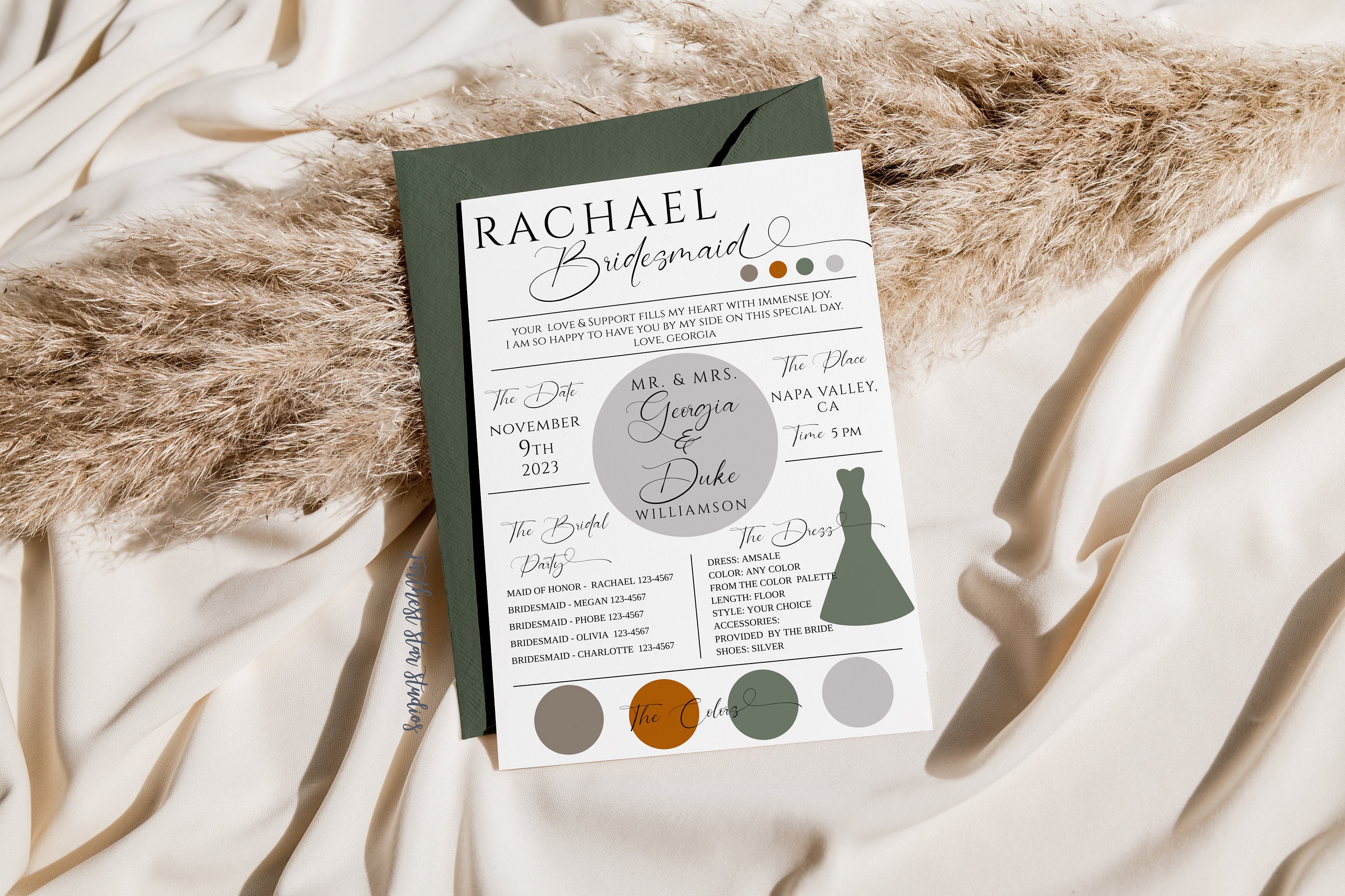 Bridal Party Info Card QR Code Card Minimalist Bridesmaid - Etsy