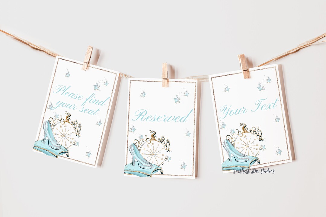 Printable Glass Slipper 5x7 Table Signs Tiffany Blue - Instant Download ...