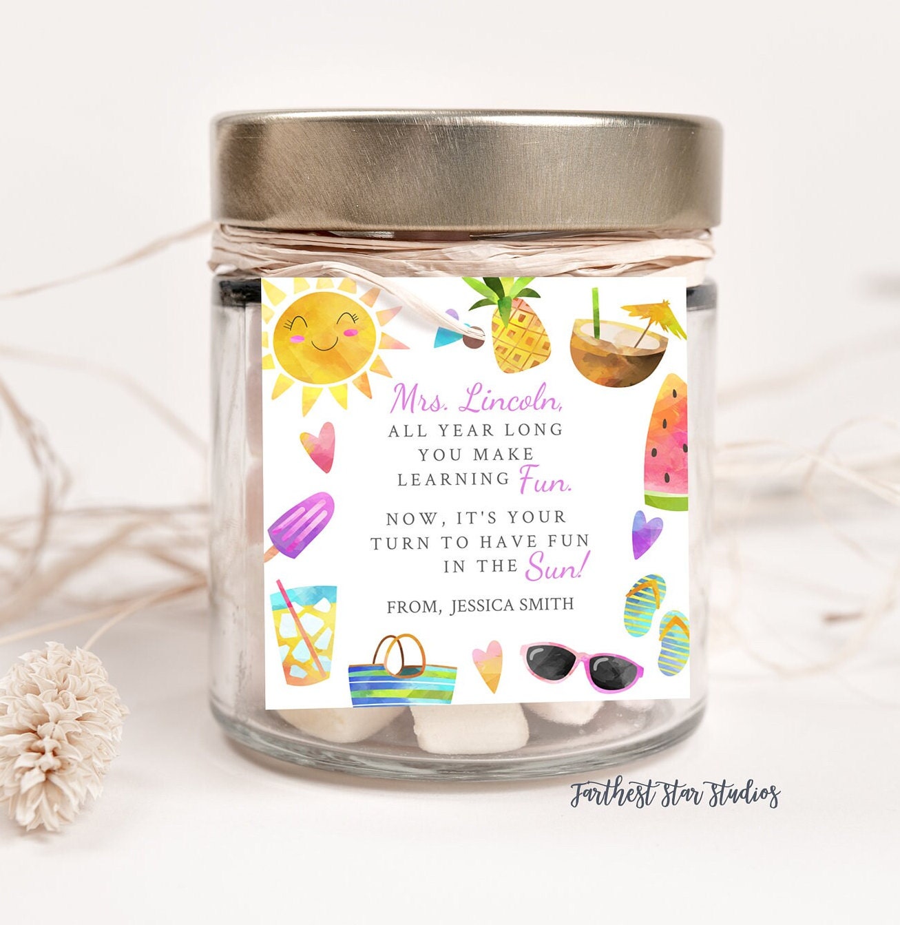 Summer Teacher Appreciation Thank You Tags End of Year Gifts - Etsy