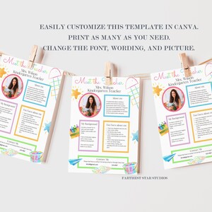 Rainbow Meet the Teacher Flyer, All About My Teacher Template, Editable ...