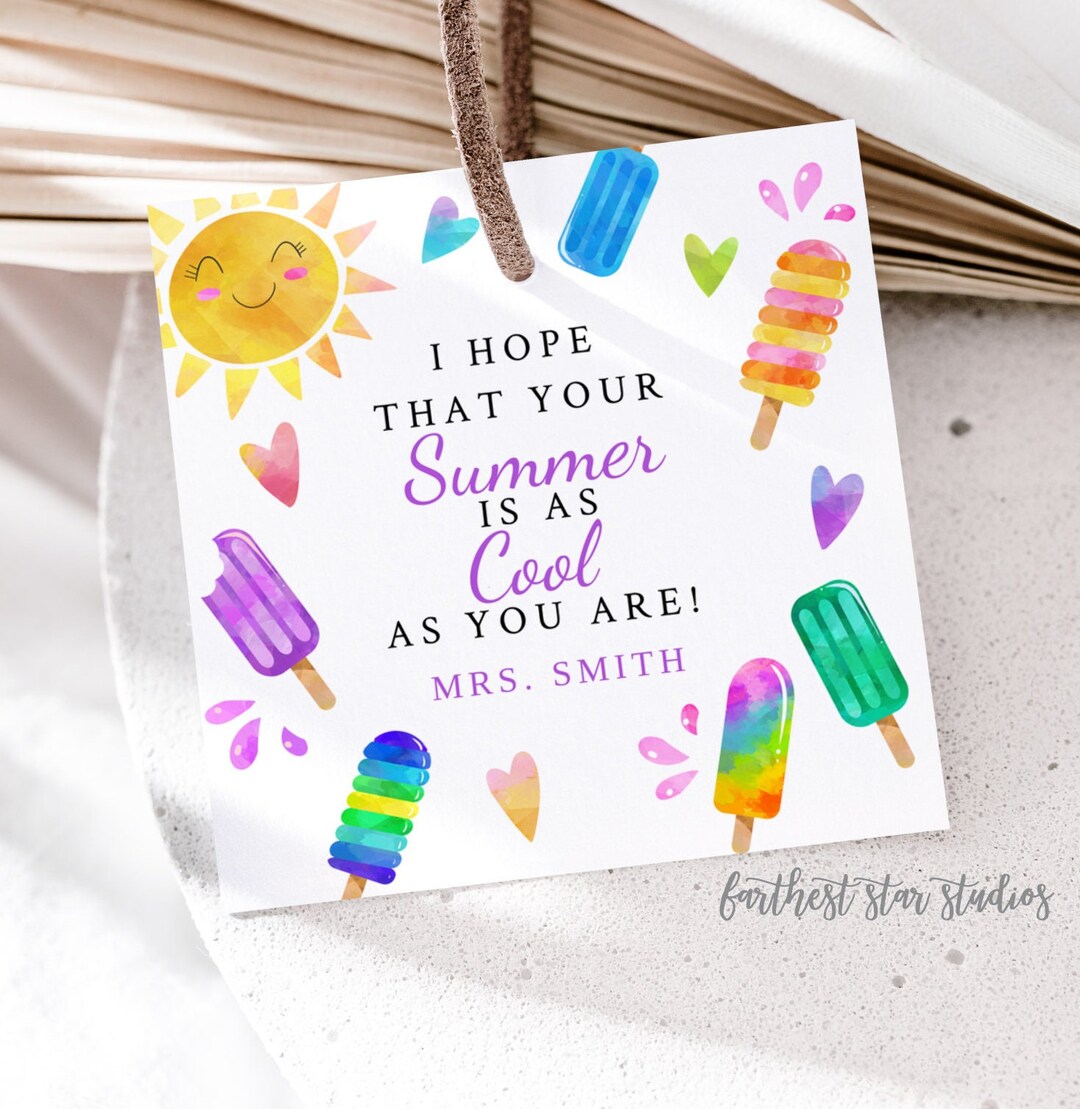 Popsicle Student Thank You Gift Tags or Stickers, Popsicle End of Year ...