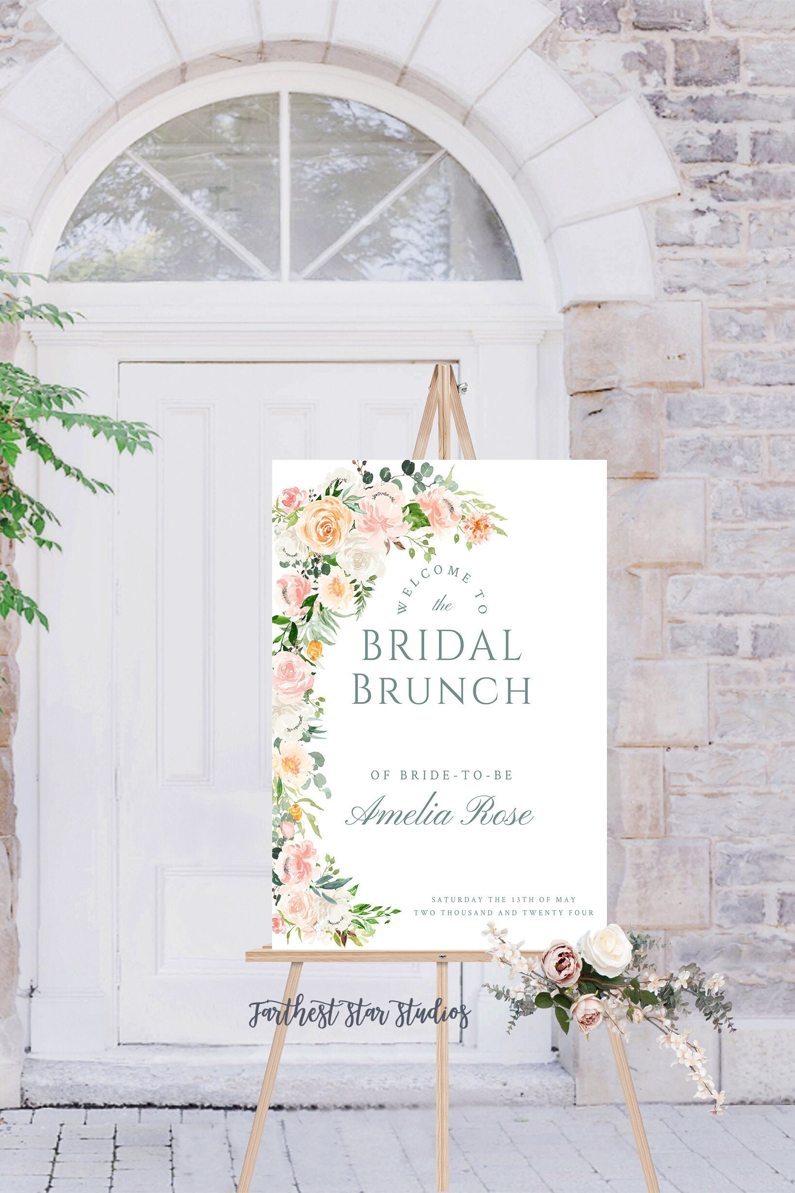 Boho Floral Bridal Brunch Welcome Sign Summer Bridal Brunch Sign, Large ...