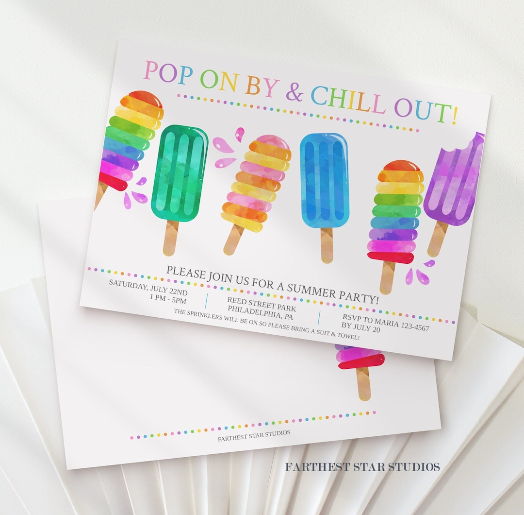 Popsicle Summer Invitation, Summer Party Digital Download, Neighborhood ...