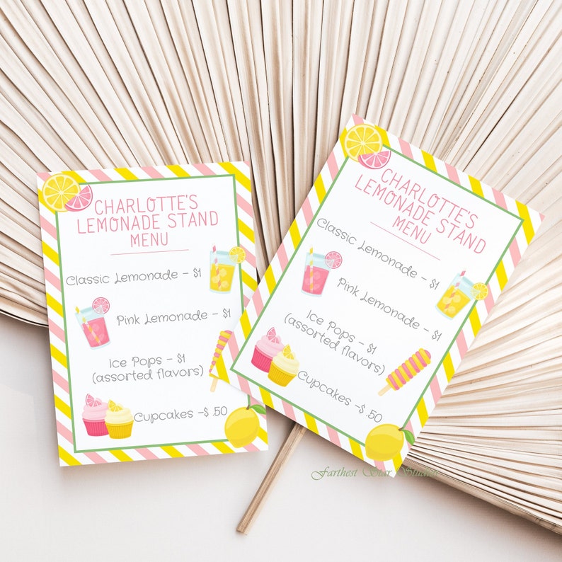 Lemonade Stand Bundle, Lemonade Stand Sign, Lemonade Stand Menu, Kids ...