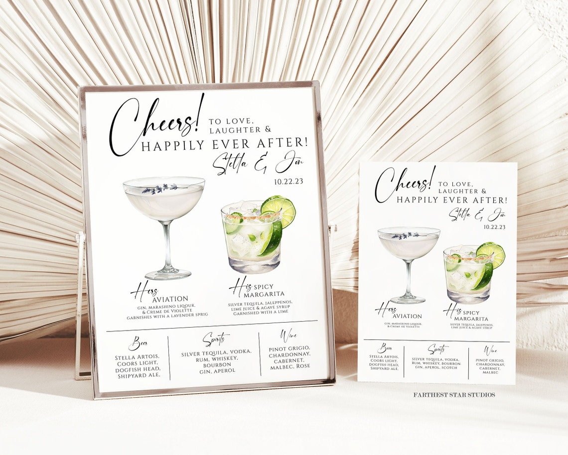 Cheers! Bar Menu, Modern Bar Menu Template, Signature Drink Menu ...